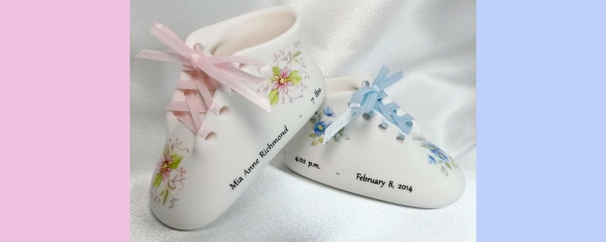 Porcelain Baby Shoe and Booties Keepsake | Treasured Baby Steps